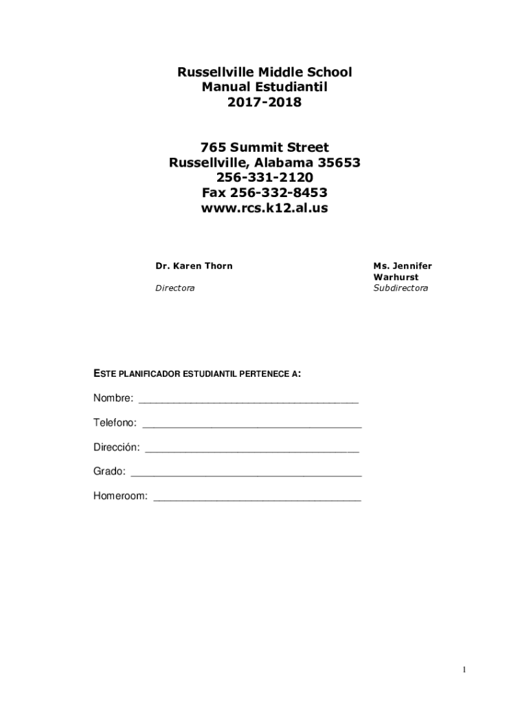 Fillable Online www.rcs.k12.al.uscmslibRussellville Middle School ...