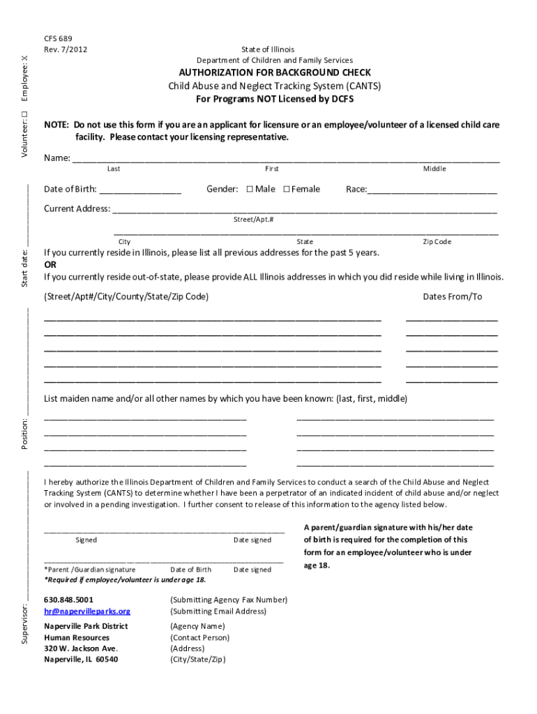 Fillable Online Fillable Online Illinois Department of Children and ...