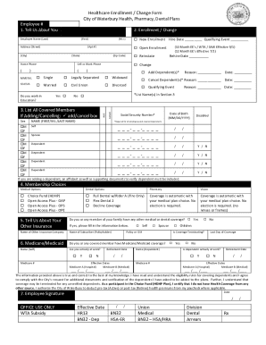 Fillable Online Fillable Online Healthcare Enrollment / Change Form ...