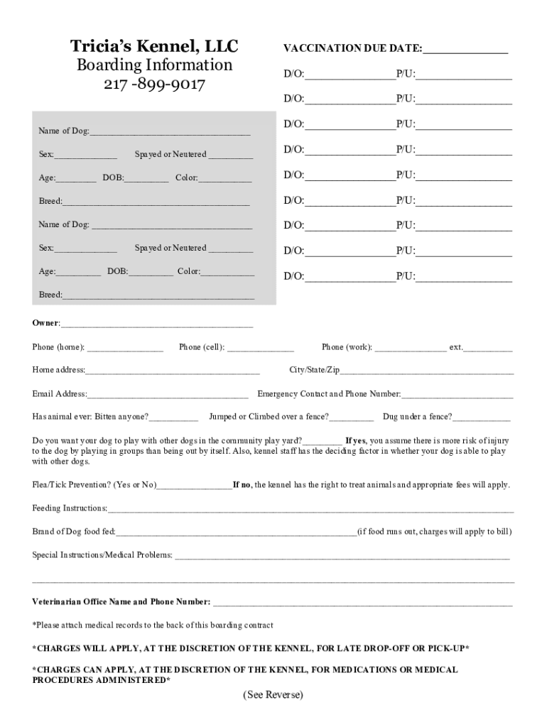 Fillable Online TK boarding contract TK Fax Email Print - pdfFiller