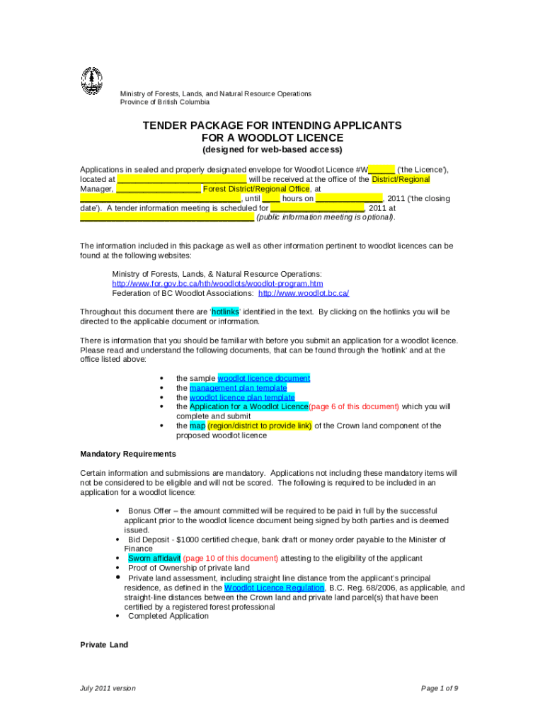 TENDER PACKAGE FOR INTENDING APPLICANTS Doc Template ... Doc Template ...