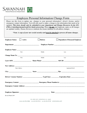 Fillable Online Fillable Online Employee Personal Infromaion Change ...