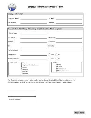 Fillable Online Employee Information Update Form - fhps.net Fax Email ...