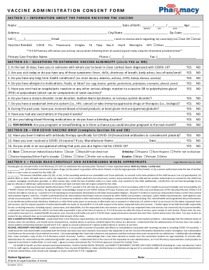 Fillable Online VACCINE ADMINISTRATION CONSENT FORM Fax Email Print ...