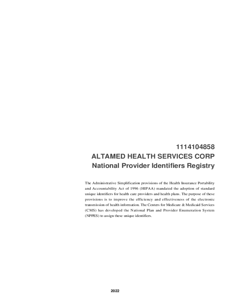 Fillable Online 1114104858 ALTAMED HEALTH SERVICES CORP. 1114104858 ...