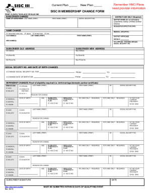 Fillable Online Fill - Free fillable SISC III MEMBERSHIP CHANGE FORM ...