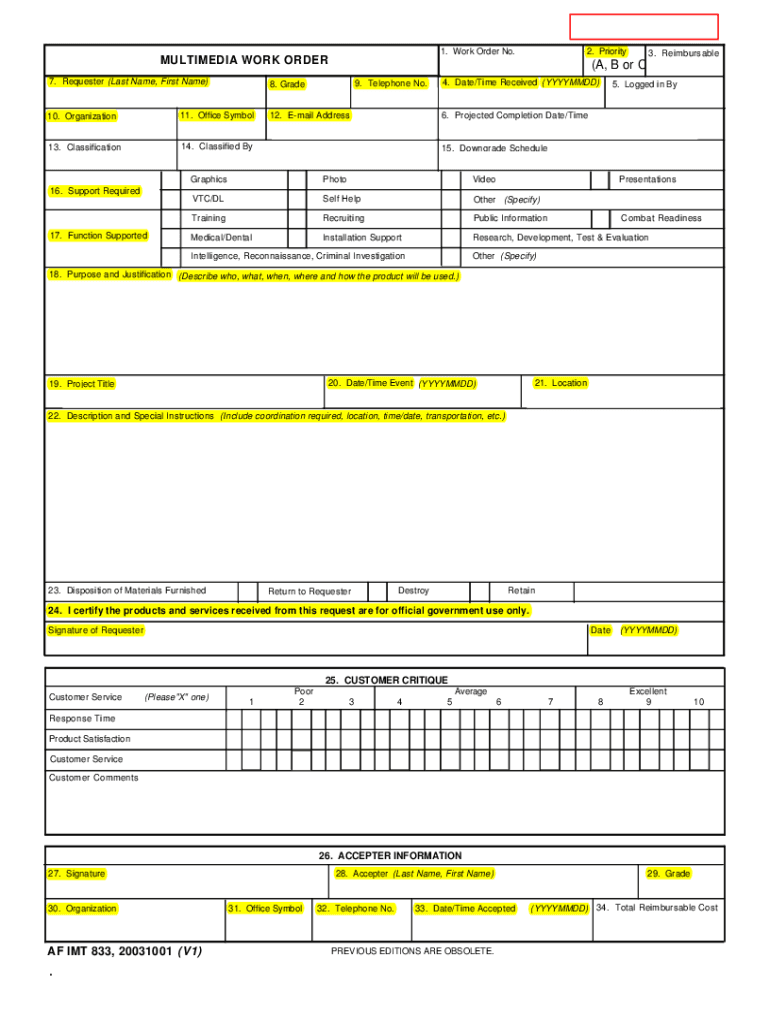 Fillable Online Form 833 - Fill Online, Printable, Fillable ...
