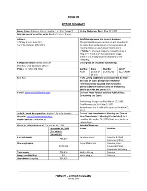 Fillable Online FORM 2B LISTING SUMMARY Fax Email Print - pdfFiller