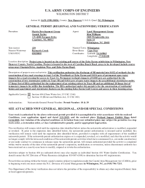 Fillable Online us army corps of engineers - wilmington district Fax ...