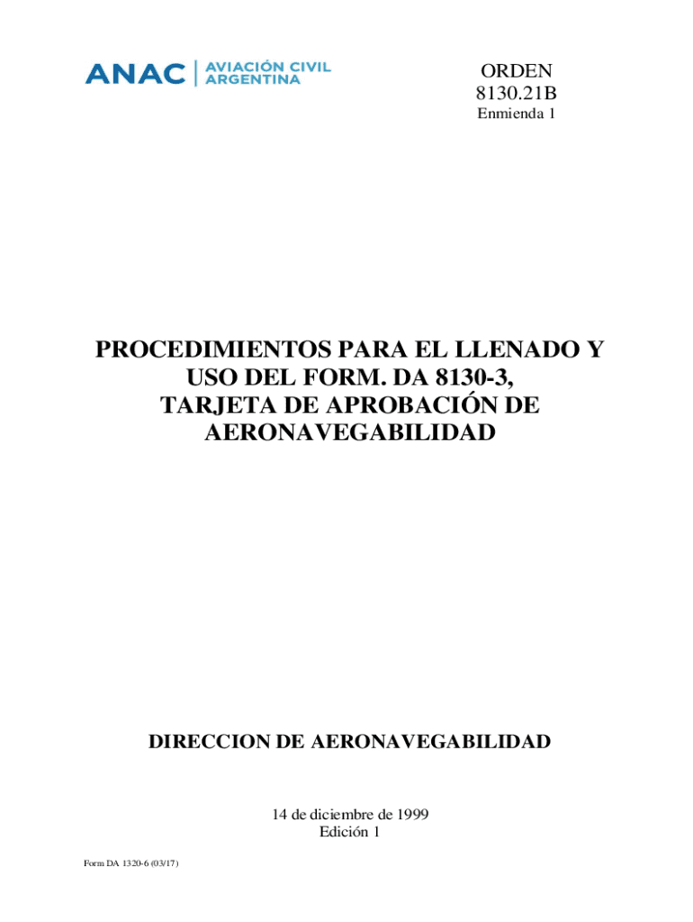 Fillable Online PROCEDIMIENTOS PARA EL LLENADO Y USO DEL FORM. DA 8130 ...