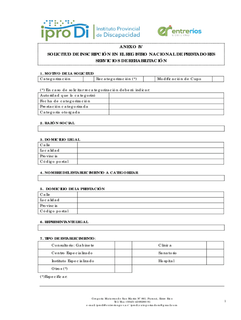 Fillable Online anexo iv solicitud de inscripcin en el registro ...
