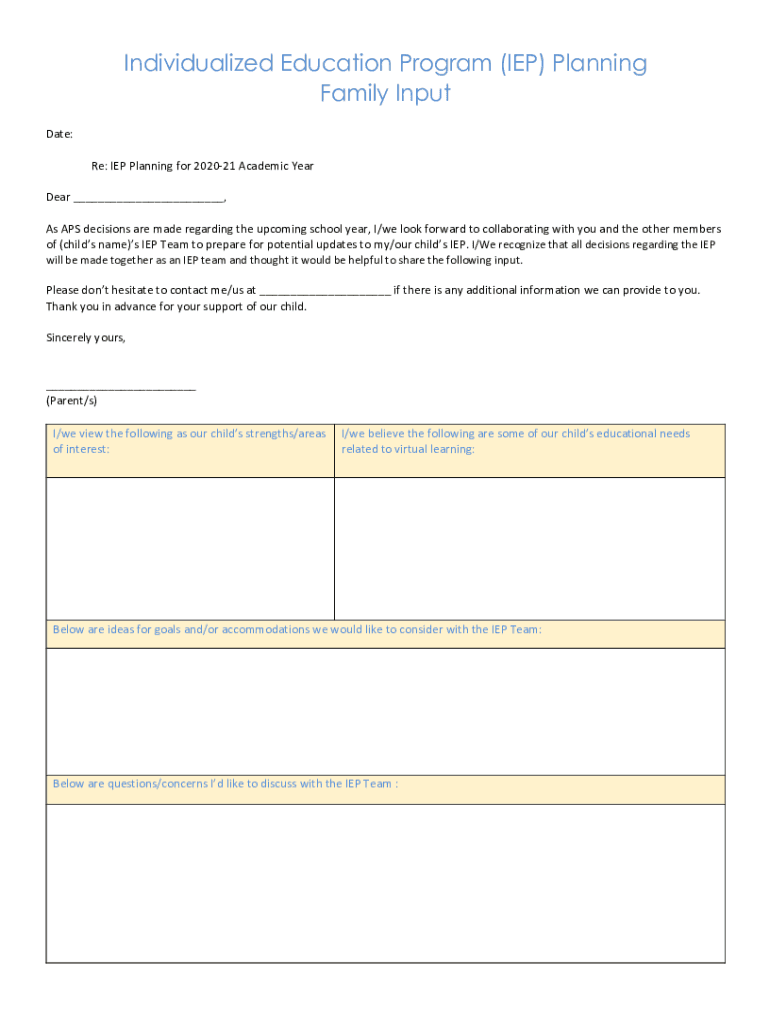 Fillable Online IEP Input Template.docx Fax Email Print - pdfFiller