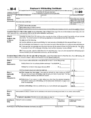 Fillable Online Form W-4 Employees Withholding Certificate 20 Fax Email ...