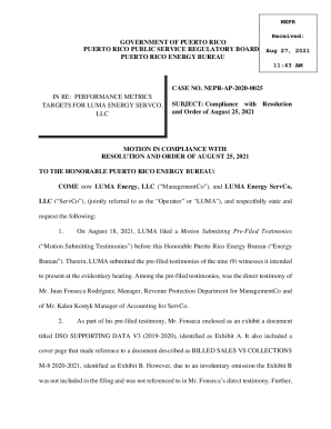 Fillable Online Motion Submitting Exhibit B of Juan Fonseca's testimony ...