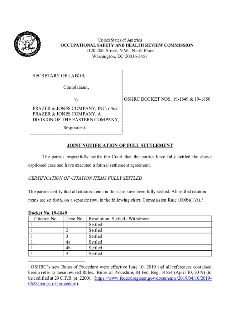 Fillable Online www.oshrc.govassets1/6/95-0159United States of America ...