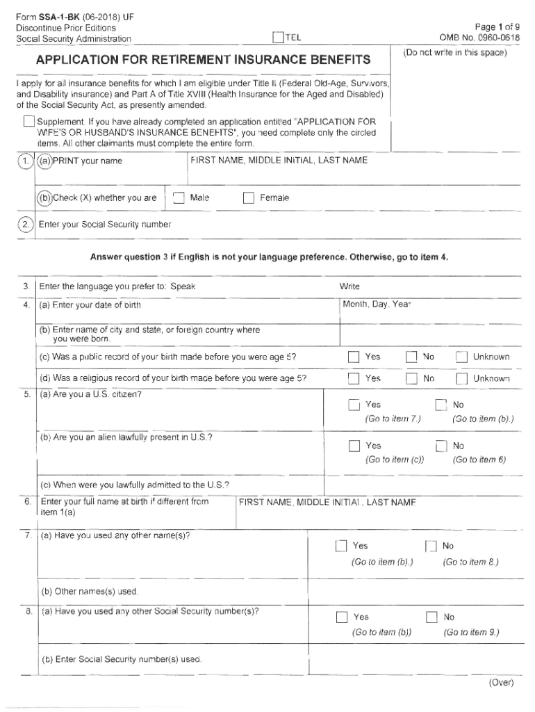 Fillable Online Form SSA 1 Medicare only Paper Form SSA 1 - OMB.report ...