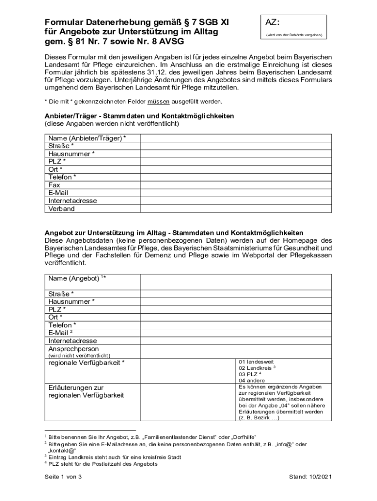 Fillable Online Formular Datenerhebung gem7 SGB XI AZ - Bayerisches ...