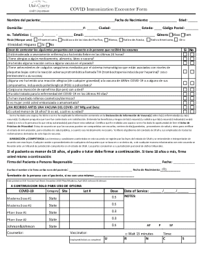Fillable Online COVID Immunization Encounter Form - Utah County Health ...