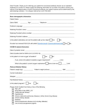 Fillable Online COVID-19 Monoclonal Antibody Infusion Centers Referral ...