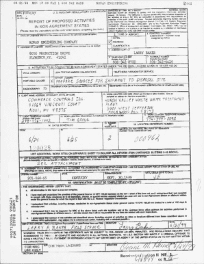 Fillable Online NRC Form 241 - Report Of Proposed Activities In Non ...