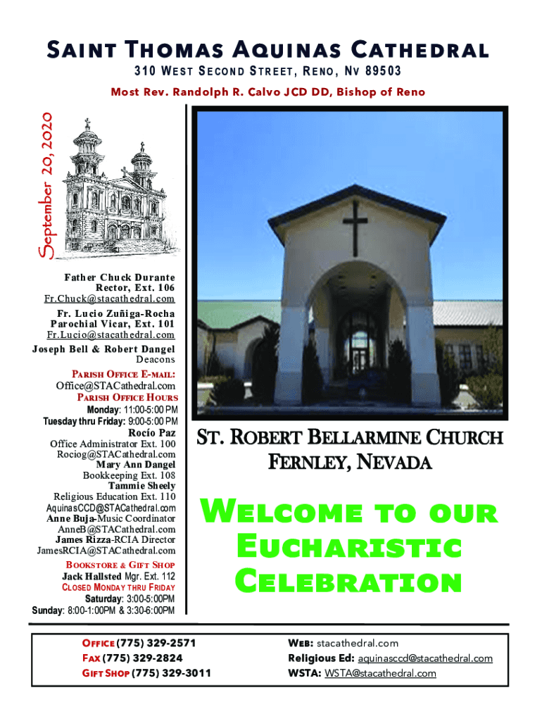 Fillable Online Fillable Online Saint Thomas Aquinas Cathedral in Reno ...