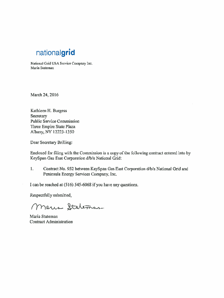 Fillable Online Fillable Online NATIONAL GRID USA SERVICE COMPANY, INC ...