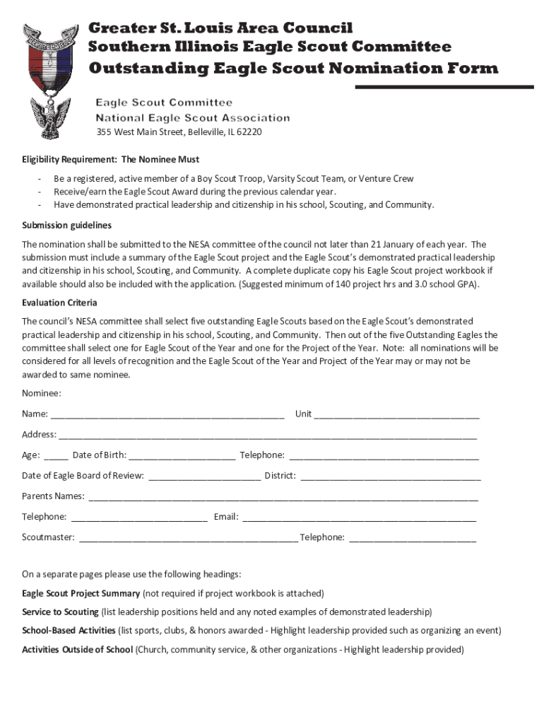 Fillable Online SoIll Outstanding Eagle Scout application Fax Email ...