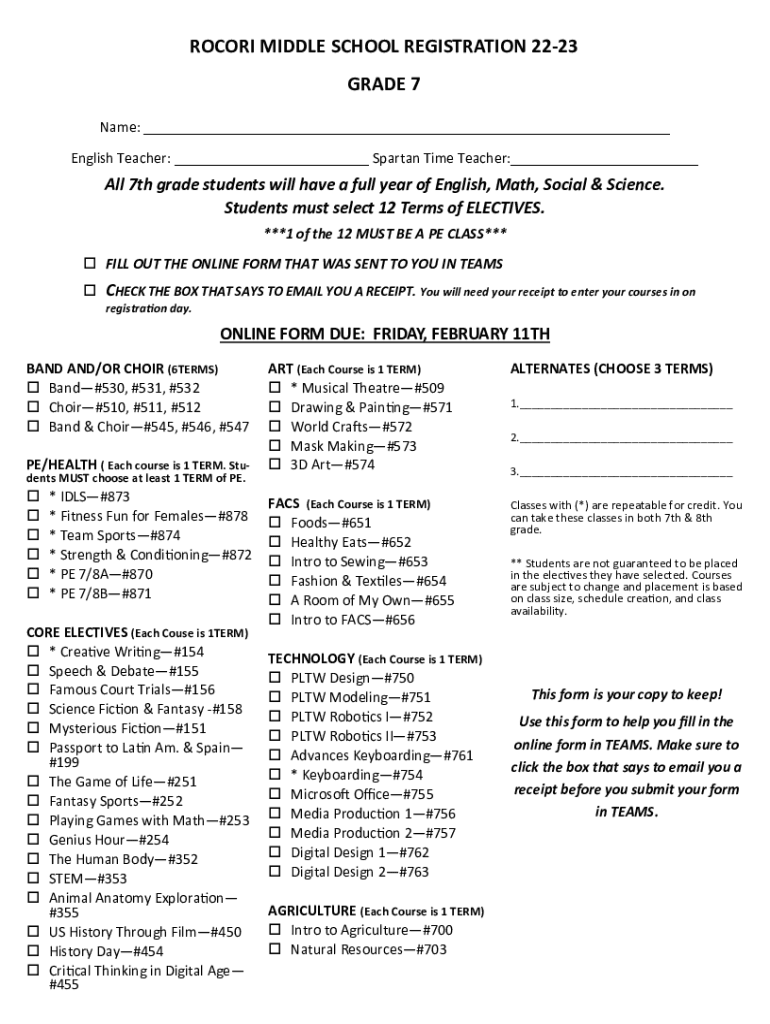 Fillable Online ROCORI Middle School Home - Rocori School District Fax ...