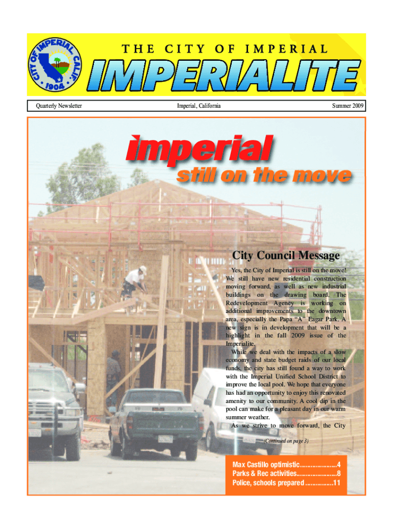 Fillable Online City Council Message - the City of Imperial Fax Email ...