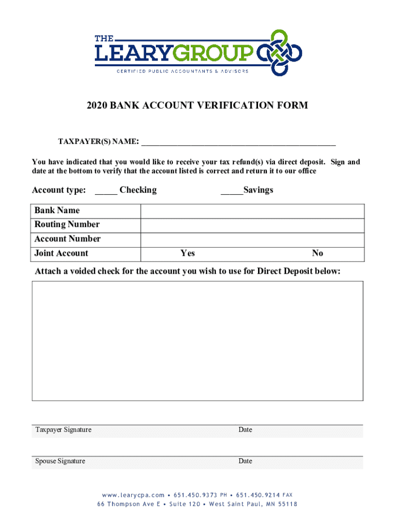 Fillable Online www.mainstreettaxandaccounting.comfilesBankBank Account ...