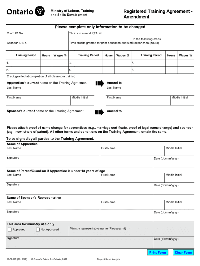 Fillable Online www.forms.ssb.gov.on.cambsssbRegistered Training ...