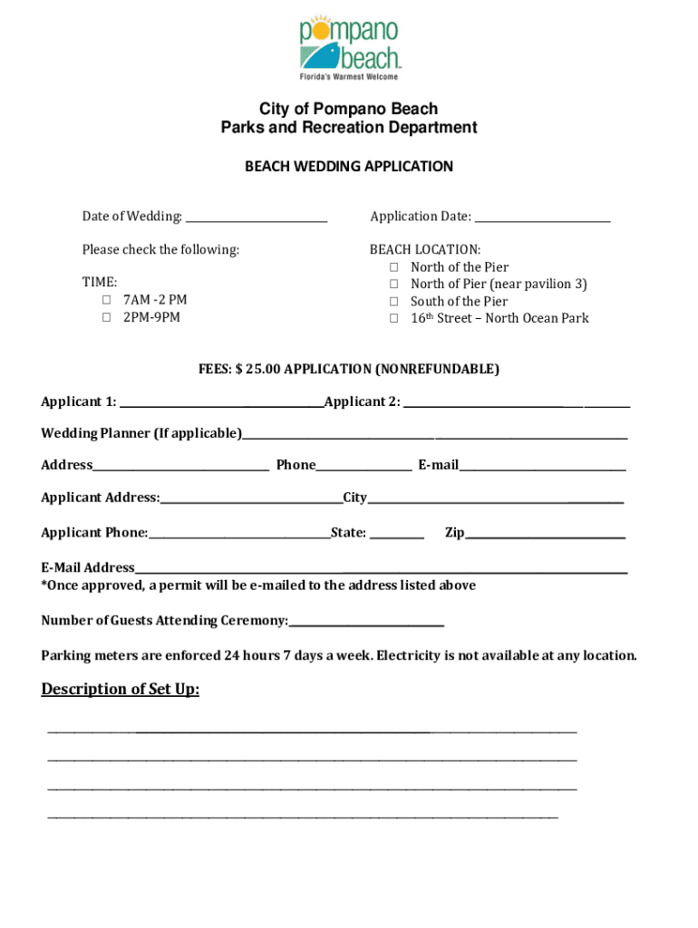 Fillable Online Parks and Recreation - Pompano Beach Parks Fax Email ...