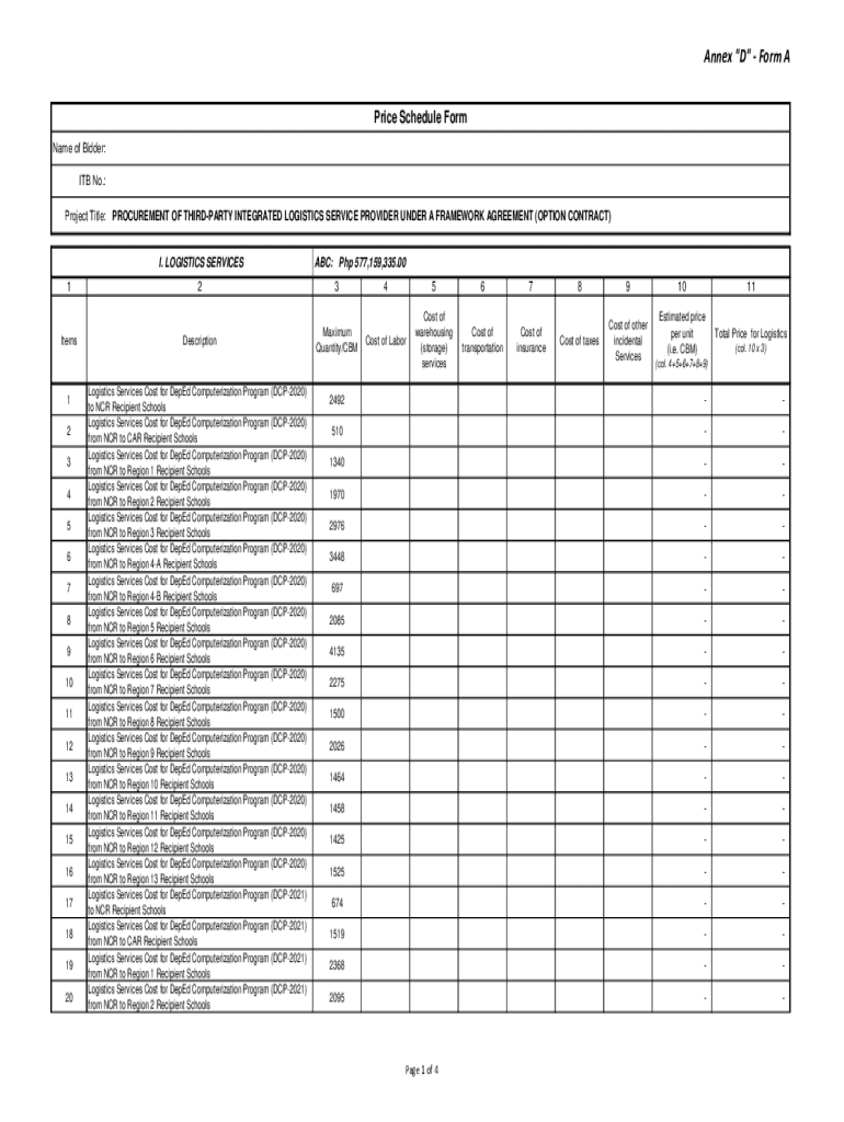 Fillable Online Annex D - Form A Fax Email Print - pdfFiller