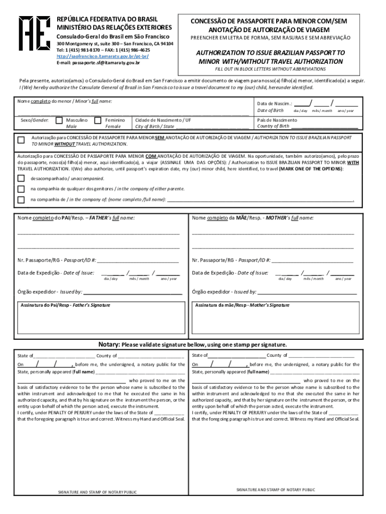 Fillable Online Fillable Online REPBLICA FEDERATIVA DO BRASIL PEDIDO DE ... Fax Email Print ...