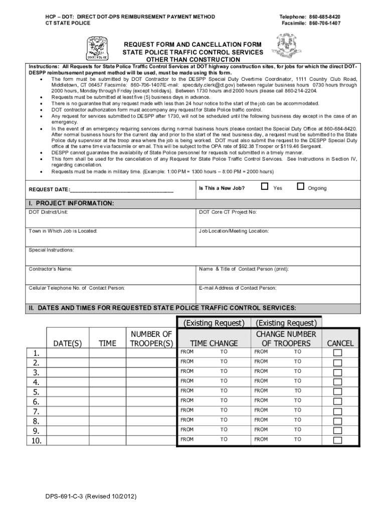Fillable Online Fillable Online kids ct DOT DPS-0691-C HCP Request Form ...