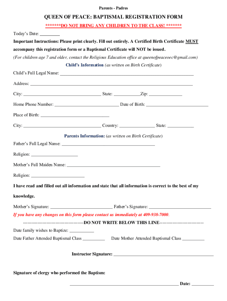 Fillable Online Godparents MUST meet these requirements set by Canon ...