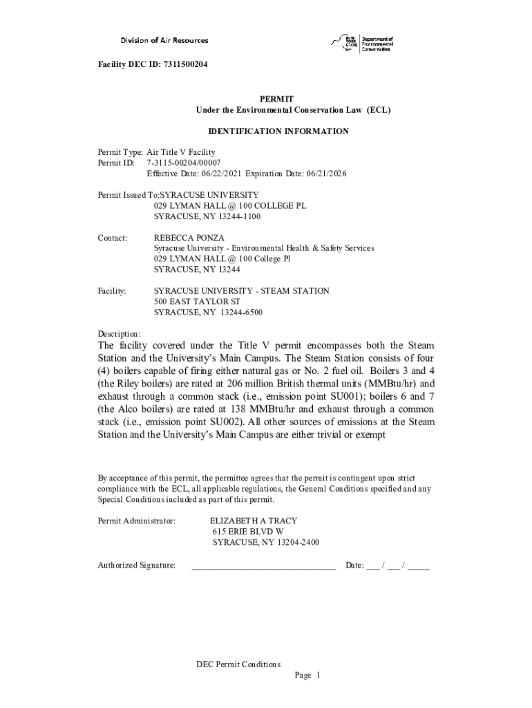 Fillable Online The facility covered under the Title V permit ...