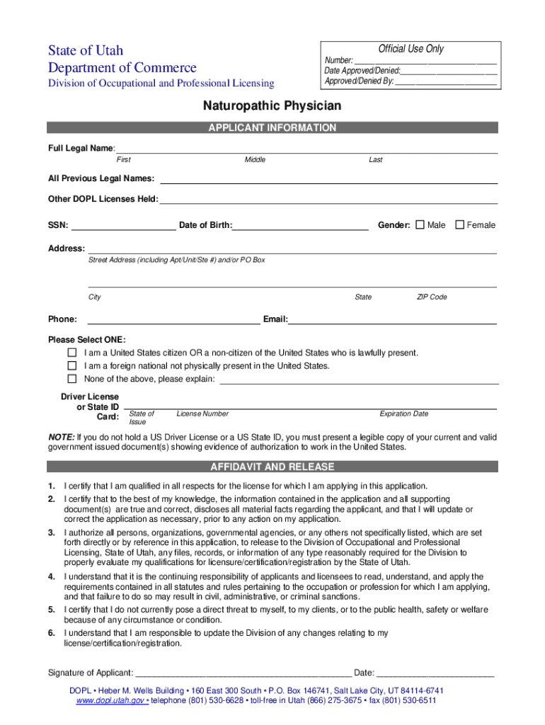 Fillable Online dopl utah Fillable Online dopl utah Official Use Only State of Utah ... Fax ...
