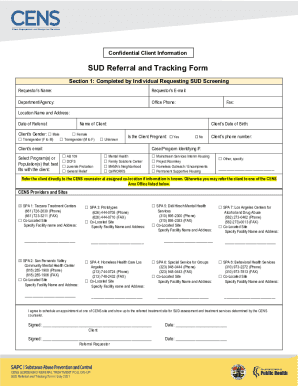 Fillable Online SUD Referral and Tracking Form Fax Email Print - pdfFiller