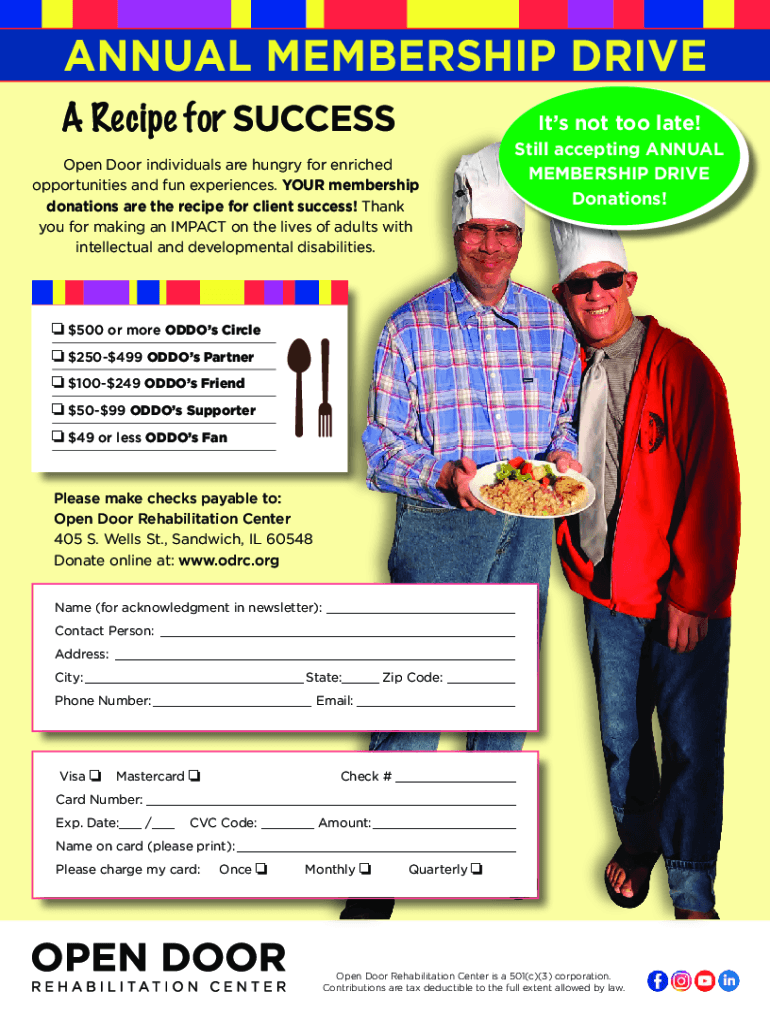 Fillable Online odrc.org11135306-Membershipsell-sheetA Recipe for ...