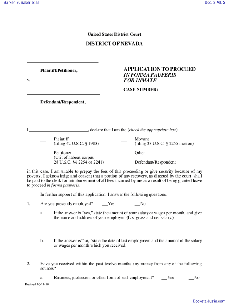 Fillable Online ORDER that Motion/Application for Leave to Proceed in ...