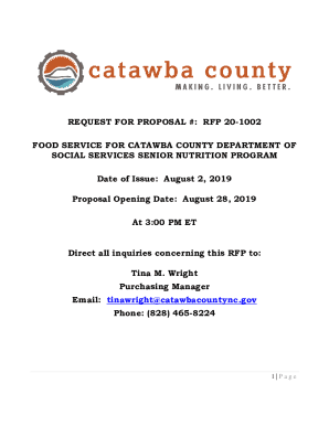 Fillable Online REQUEST FOR PROPOSAL #: RFP 20-1002 FOOD SERVICE FOR ... Fax Email Print - pdfFiller