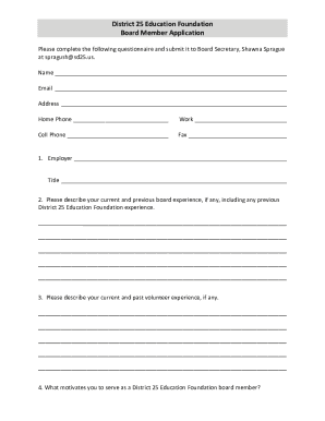 Fillable Online Board Member application form Fax Email Print - pdfFiller