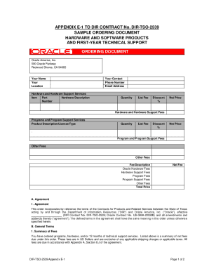 Fillable Online publishingext.dir.texas.govportalinternalAPPENDIX E-1 TO DIR CONTRACT No. DIR ...