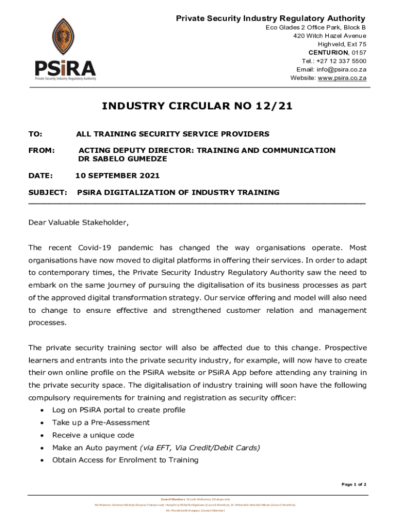 Fillable Online PRIVATE SECURITY INDUSTRY REGULATORY AUTHORITY - ECO ... Fax Email Print - pdfFiller