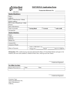 Fillable Online www.applicationformpdf.com wp-content uploadsNEFT/RTGS ...