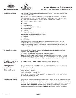 Fillable Online Carer Allowance Questionnaire Form - Fill Online ...