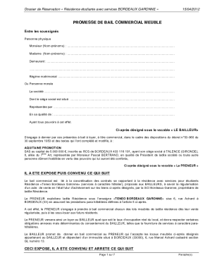 Fillable Online PROMESSE DE BAIL COMMERCIAL MEUBLE Fax Email Print ...