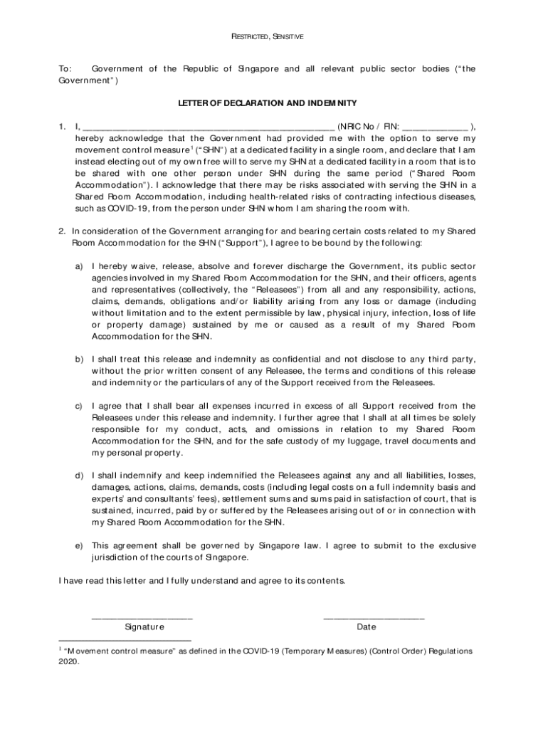 Fillable Online Letter of declaration and indemnity - English Fax Email ...