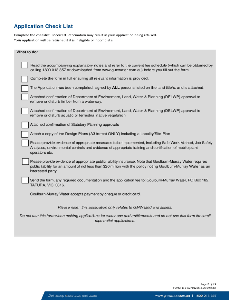 Fillable Online APPLICATION FORM 130 FOR A PRIVATE WORKS LICENCE ...